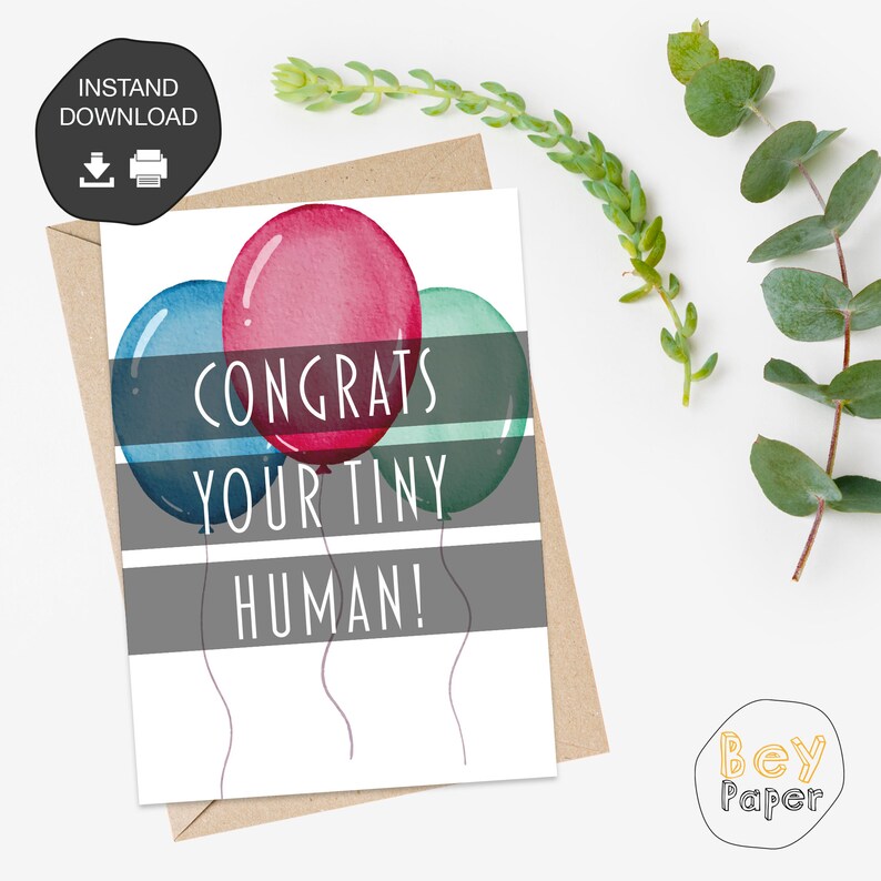Printable Baby Card Instant Download Greeting Card Digital Downloadable ...