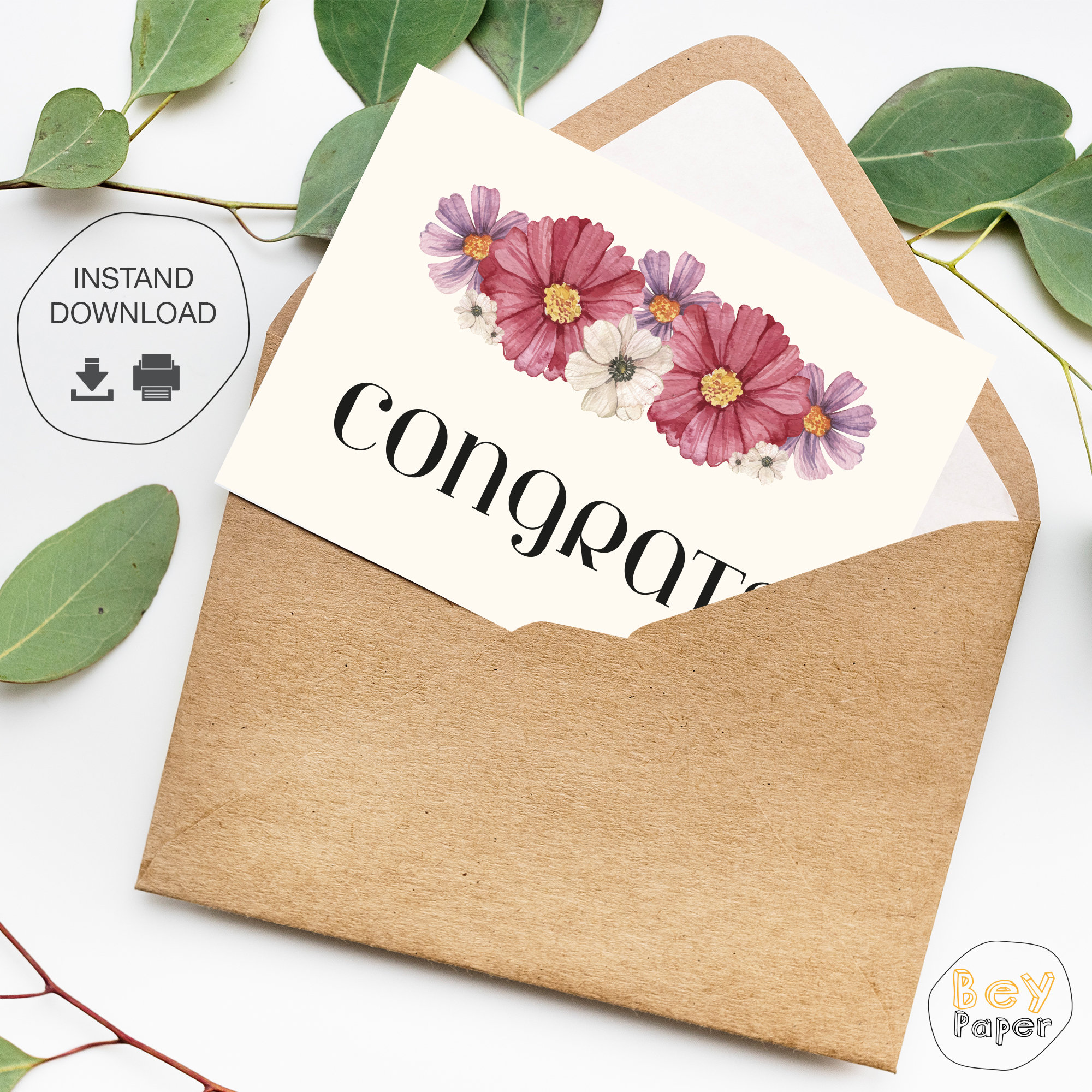 Printable Congratulations Card Instant Download Greeting Card Digital ...