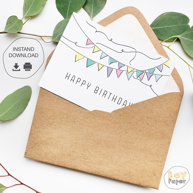 Printable Birthday Day Card Instant Download Greeting Card Digital ...