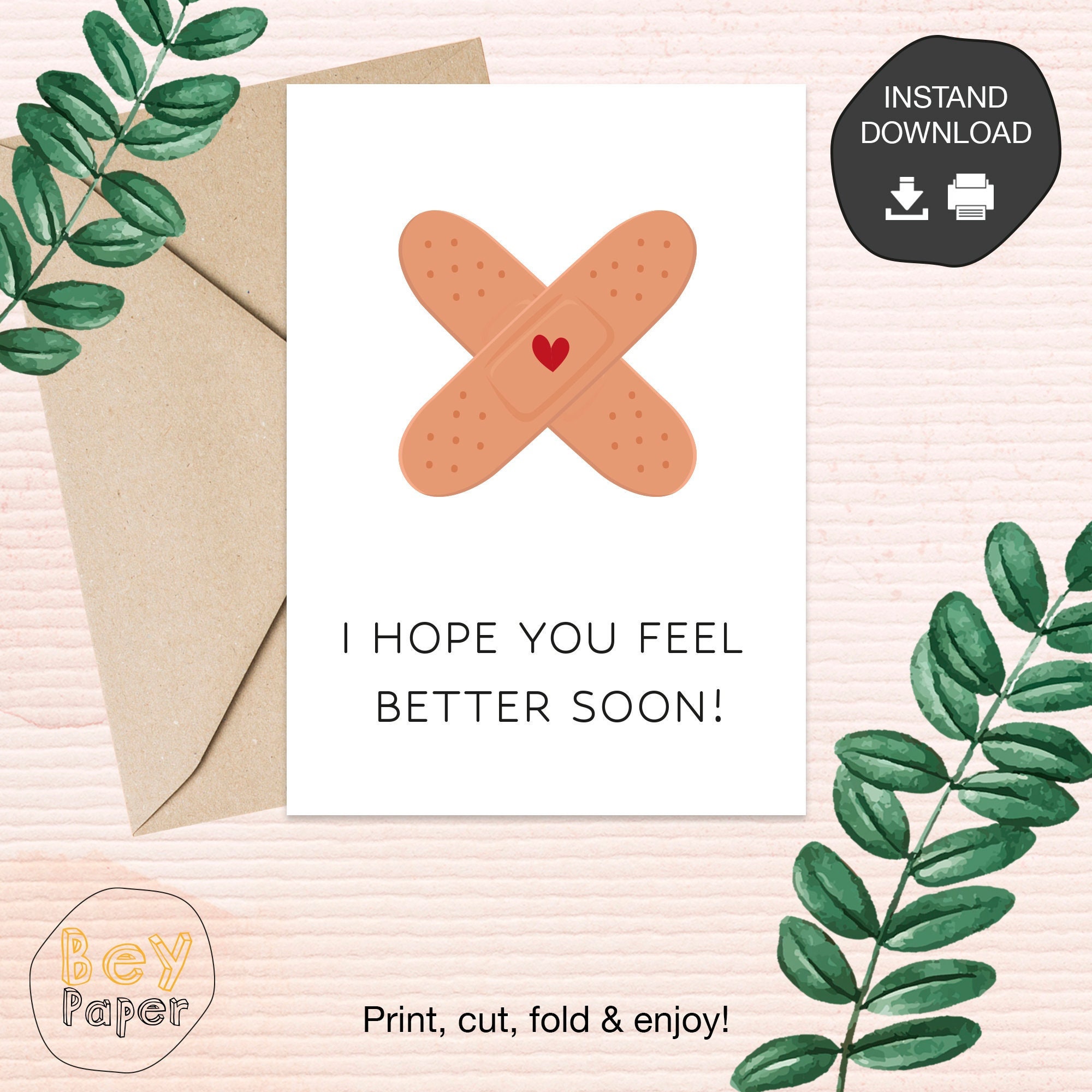 Printable Get Well Soon Card Instant Download Greeting Card Digital ...