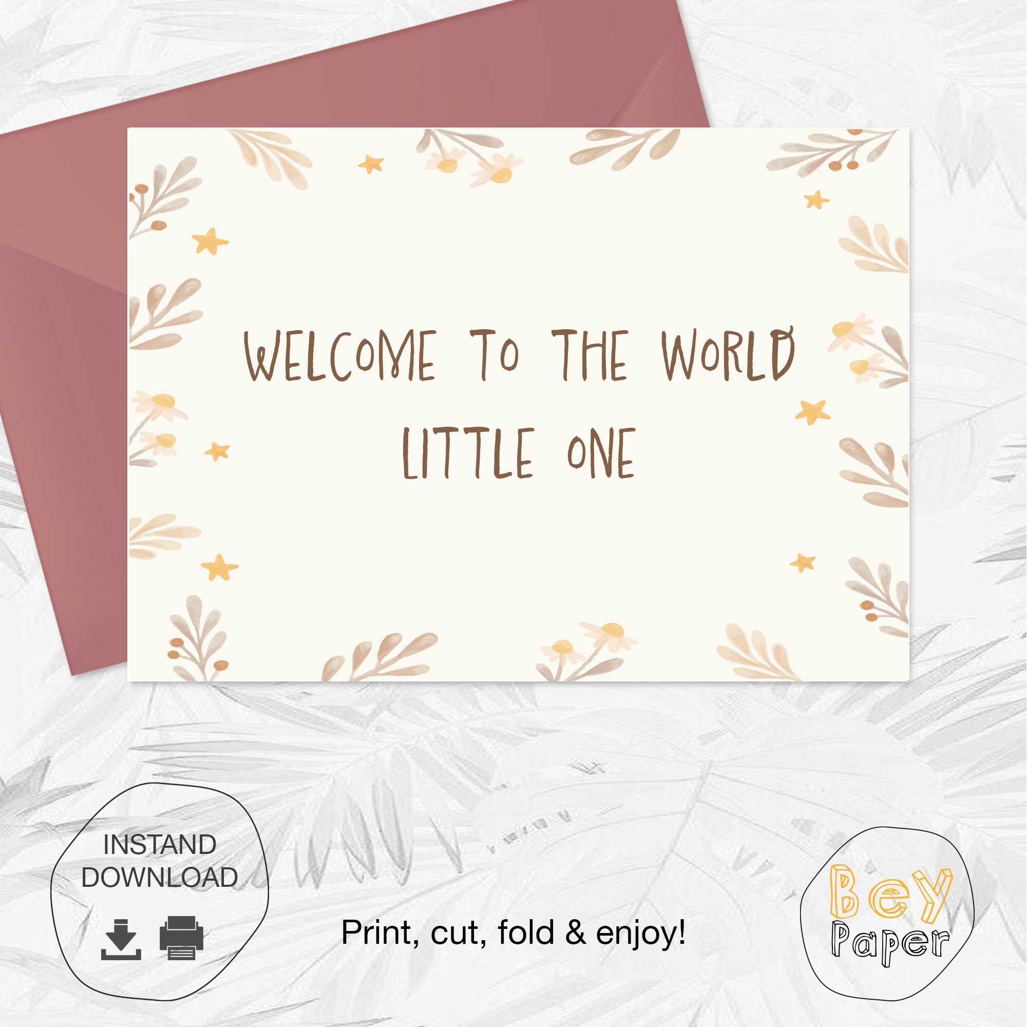 Printable Baby Card Instant Download Greeting Card Digital Downloadable ...