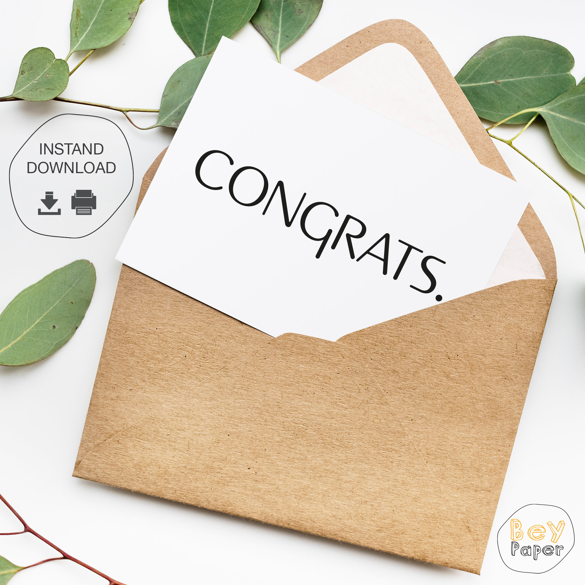 Printable Congratulations Card Instant Download Greeting Card Digital ...