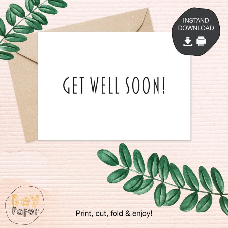 Printable Get Well Soon Card Instant Download Greeting Card Digital ...