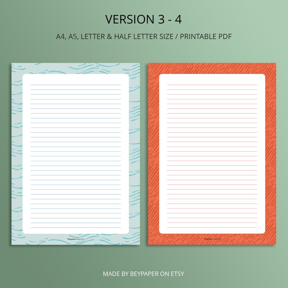 Printable Note Paper 4 Different Version of Lined Papers, Lined Sheets ...