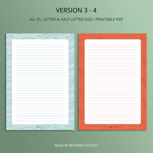 Printable Note Paper 4 Different Version of Lined Papers, Lined Sheets ...