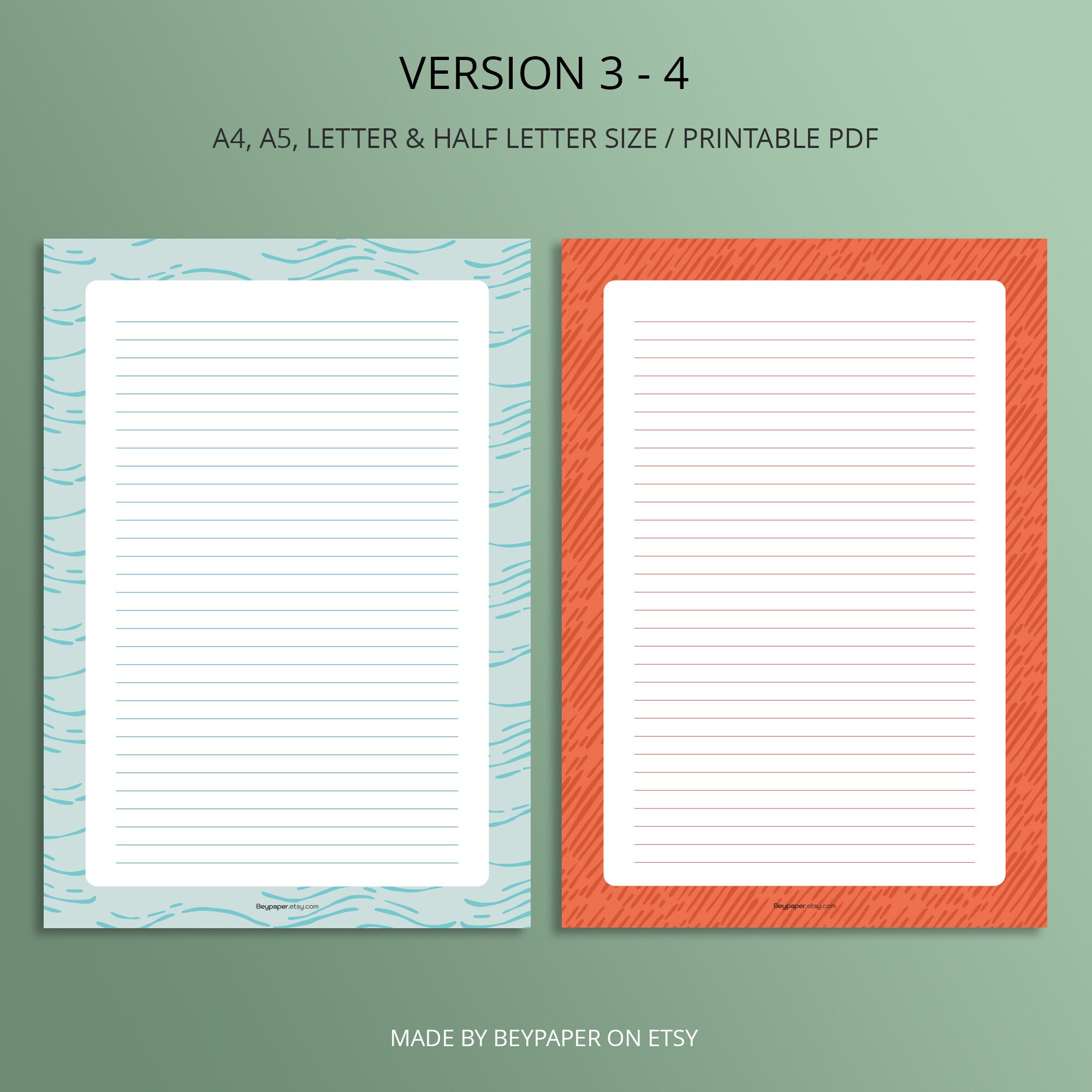 Printable Note Paper 4 Different Version of Lined Papers, Lined Sheets ...