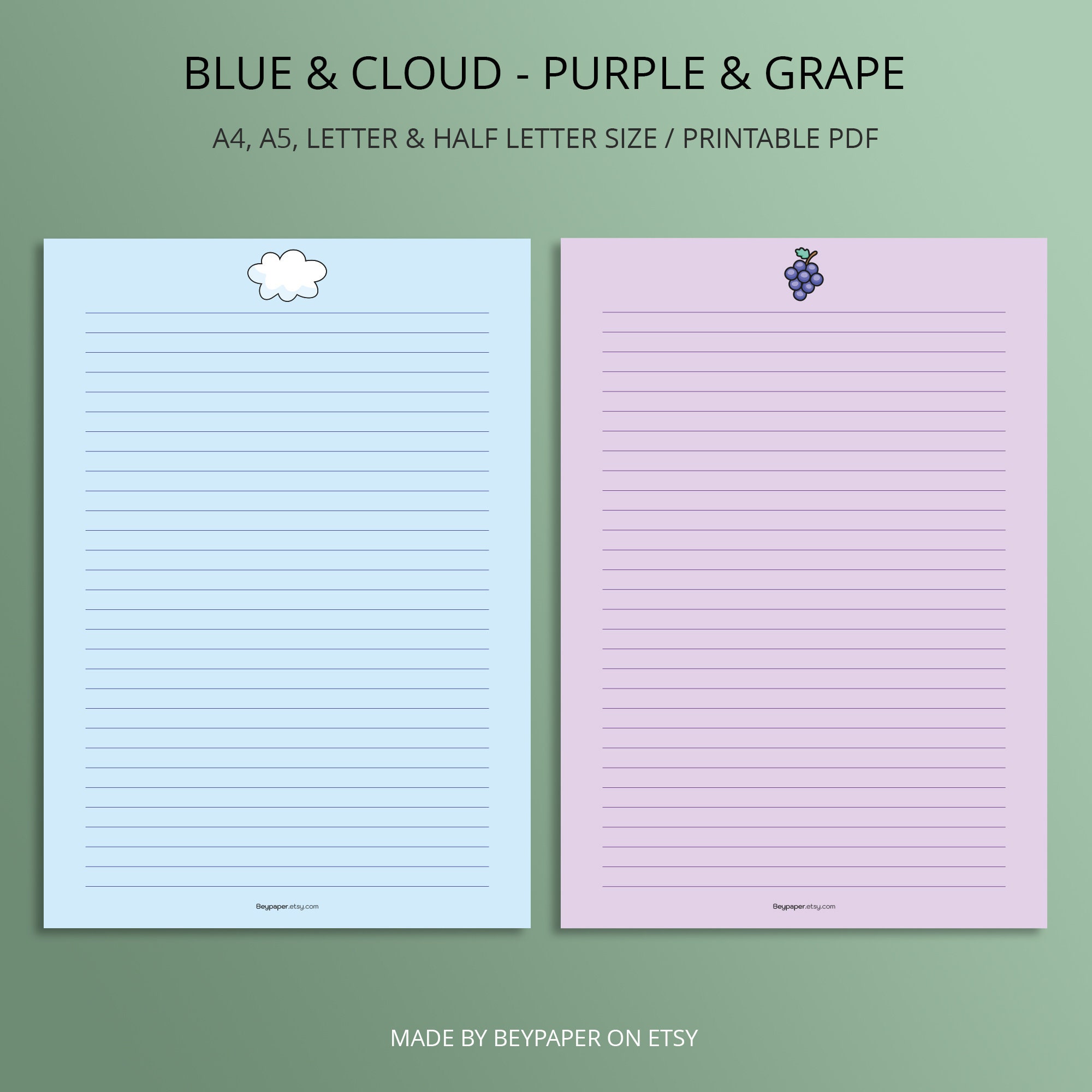Printable Note Paper | 4 Different Version of Lined Papers, Lined ...