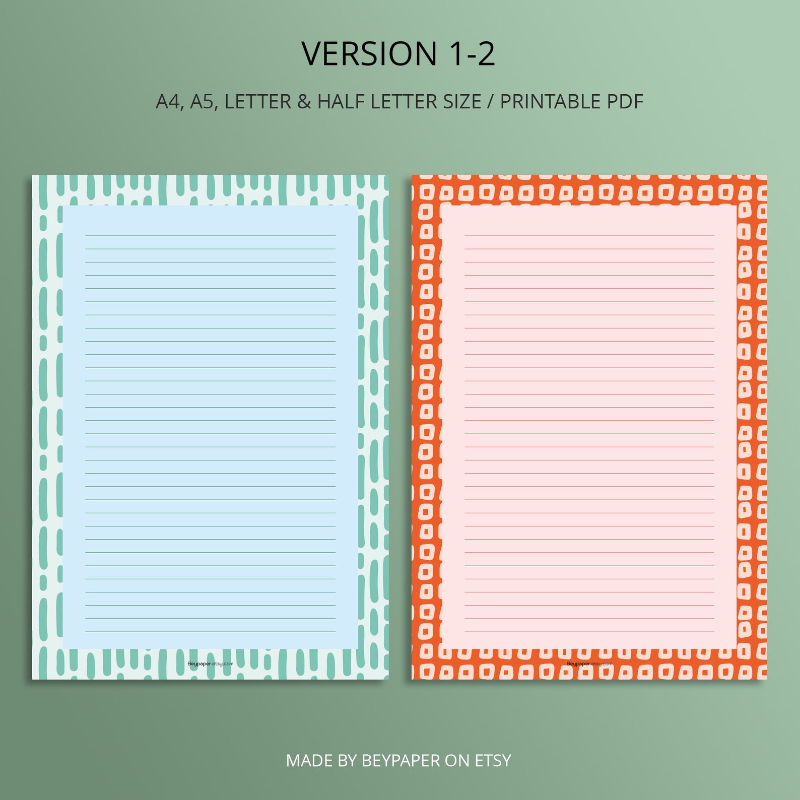 Printable Note Paper 6 Different Designs of Lined Papers, Lined Sheets ...