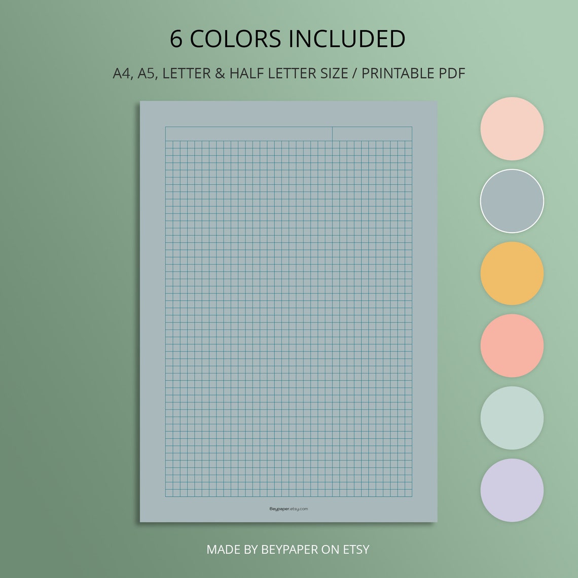 Printable Graph Paper 6 Different Colors of Graph Papers, Journal Pages ...