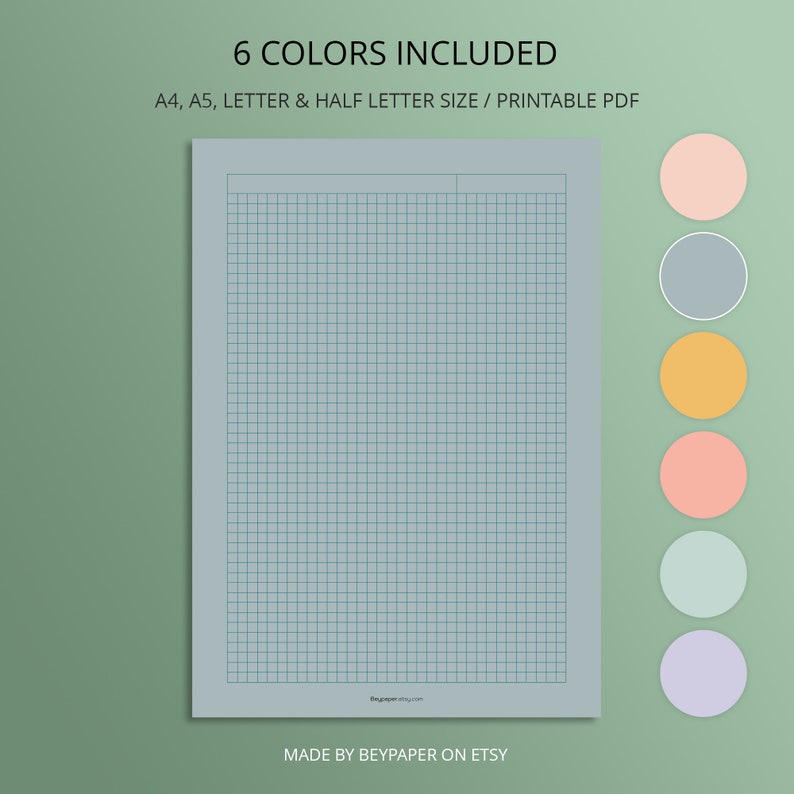 Printable Graph Paper | 6 Different Colors of Graph Papers, Journal ...