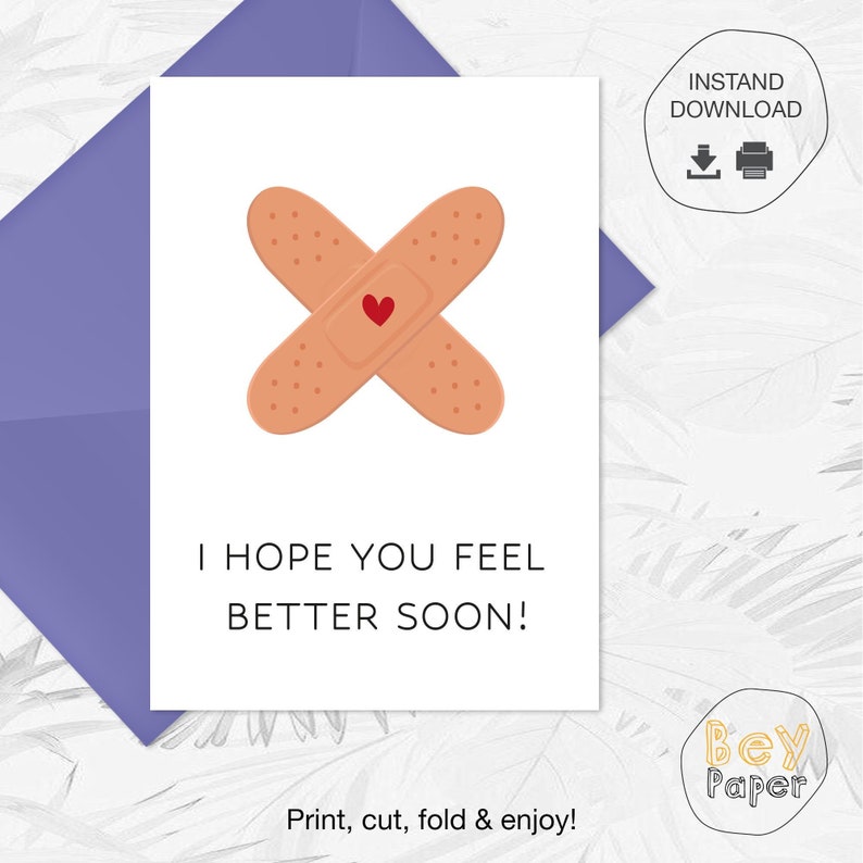 Printable Get Well Soon Card Instant Download Greeting Card Digital ...
