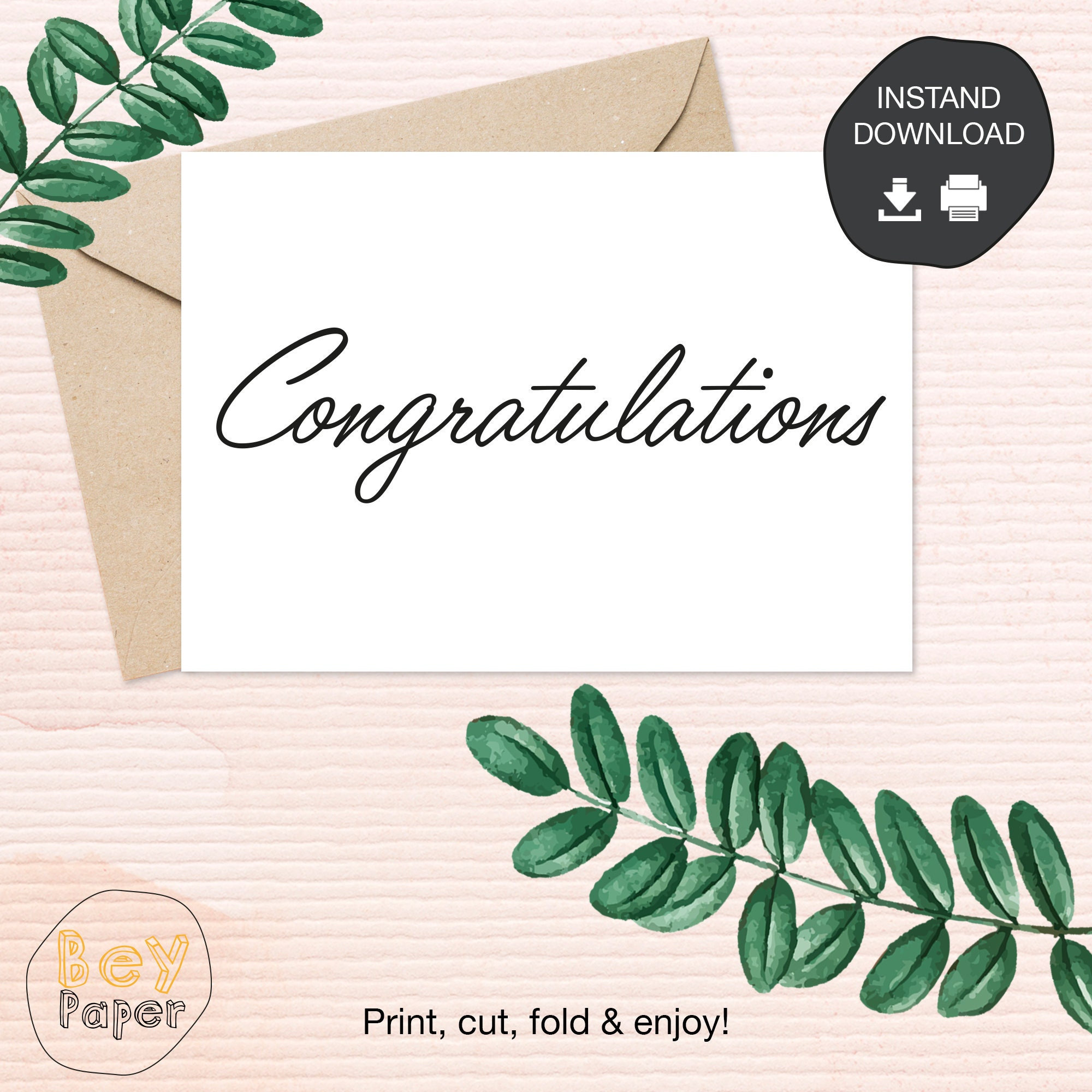 Printable Congratulations Card Instant Download Greeting Card Digital ...