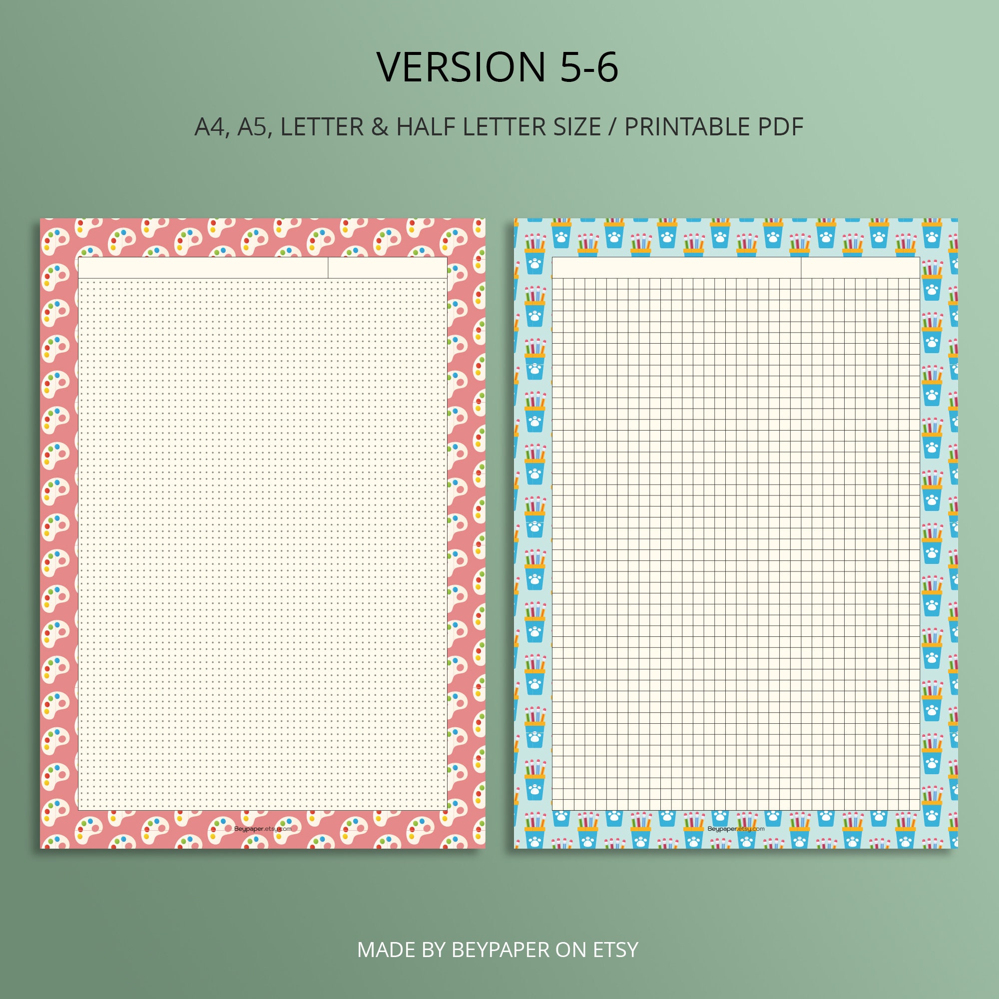 Printable Note Paper 8 Different Designs of Papers, Journal Pages Lined ...
