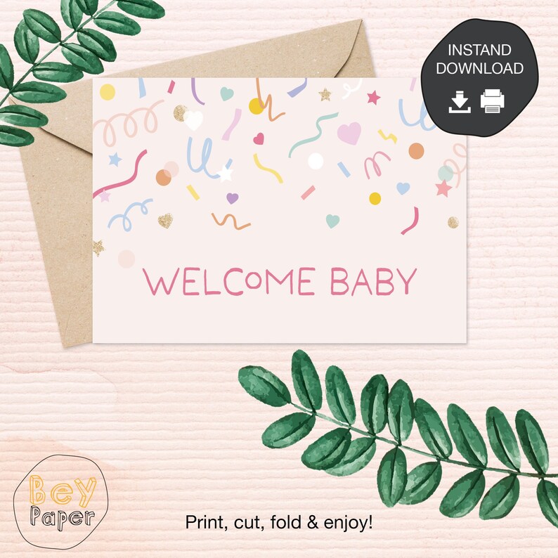 Printable Baby Card Instant Download Greeting Card Digital Downloadable ...