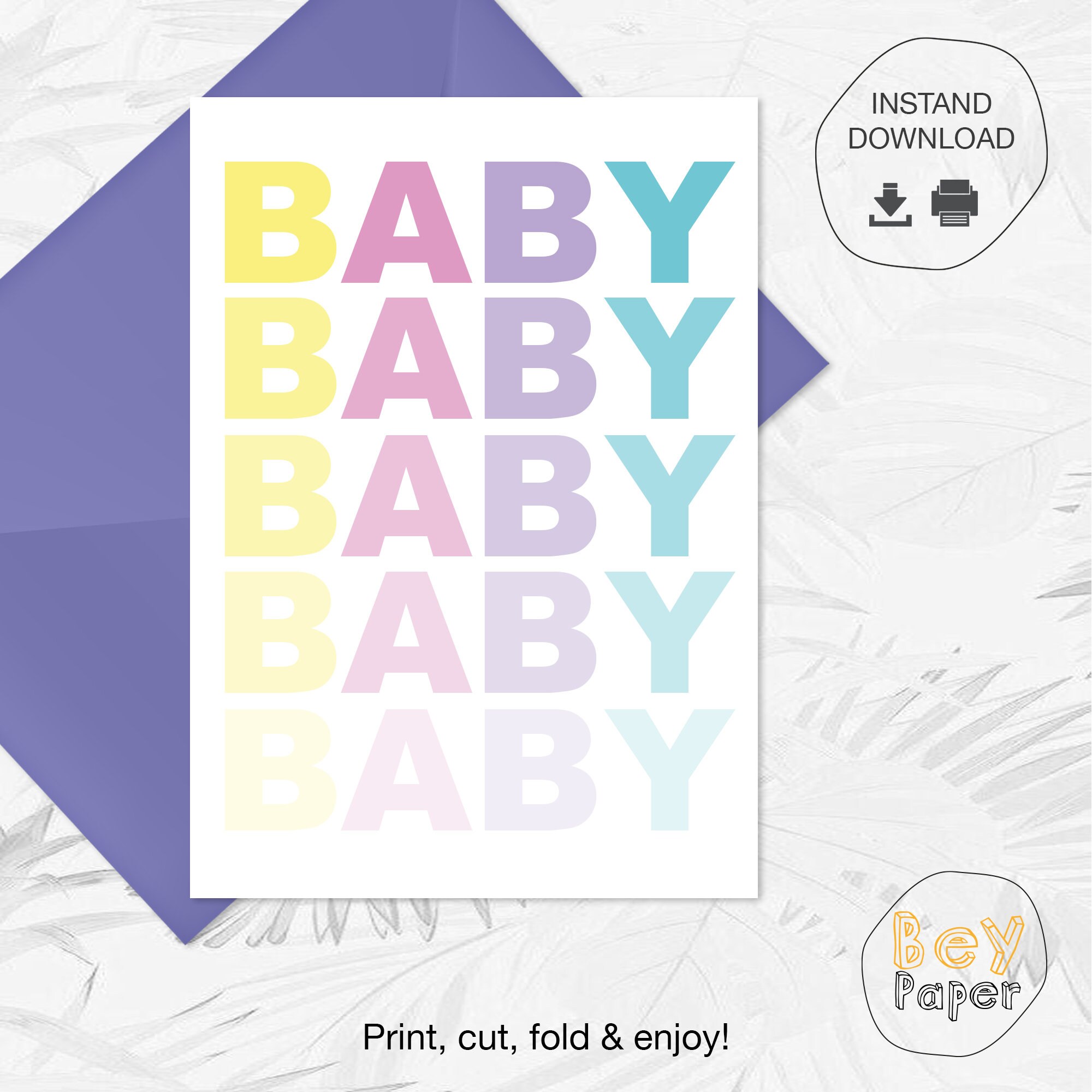 Printable Baby Card | Instant Download | Greeting Card | Digital ...