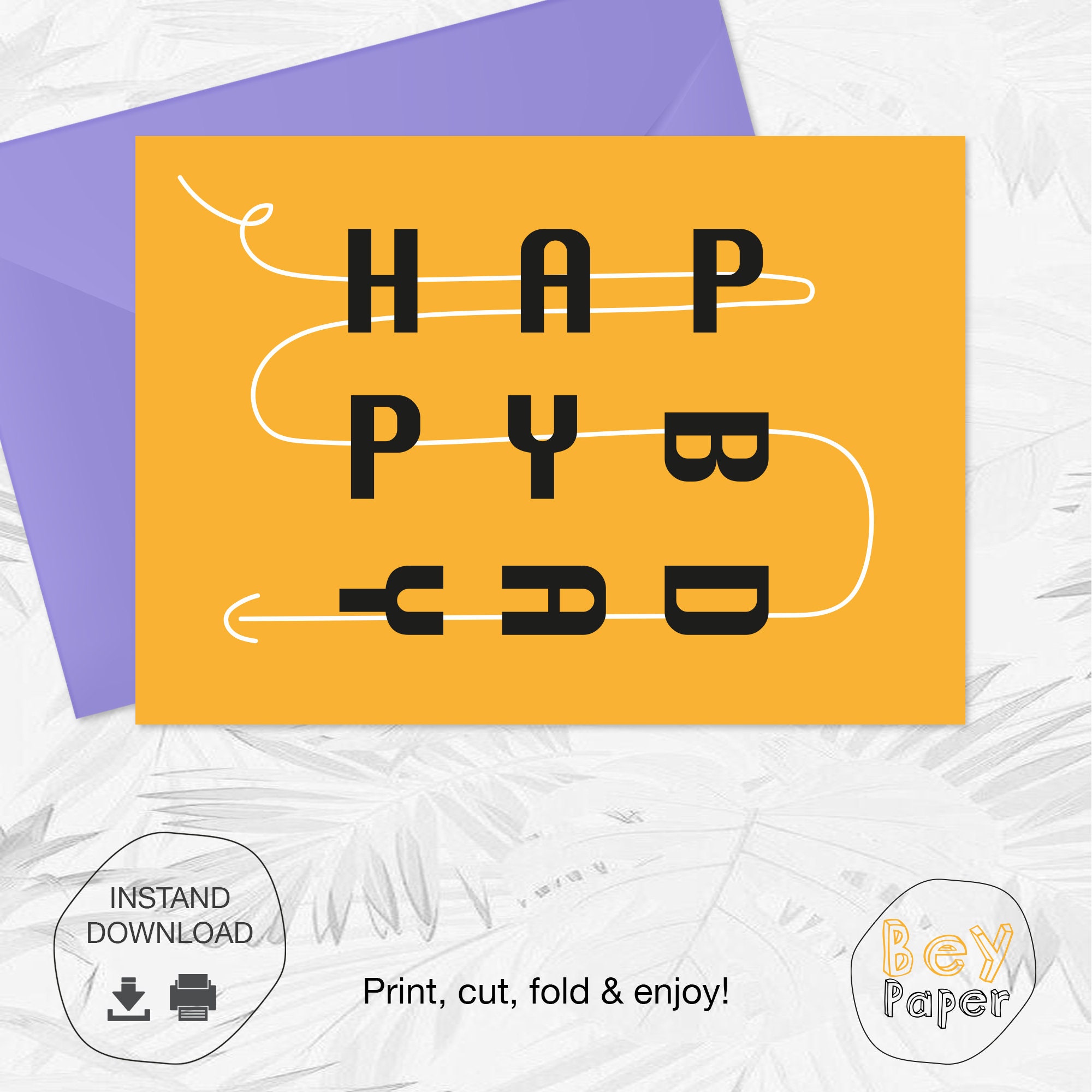 Printable Birthday Day Card Instant Download Greeting Card Digital ...