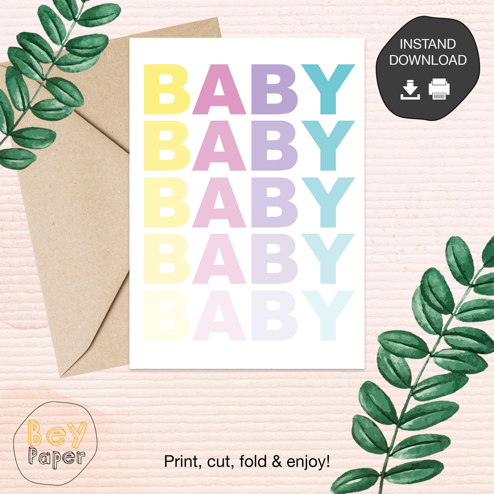 Printable Baby Card | Instant Download | Greeting Card | Digital ...