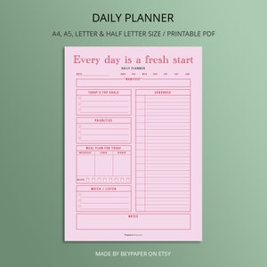 Daily, Weekly, Monthly Pink Planner Planner Set Printable & Instant ...