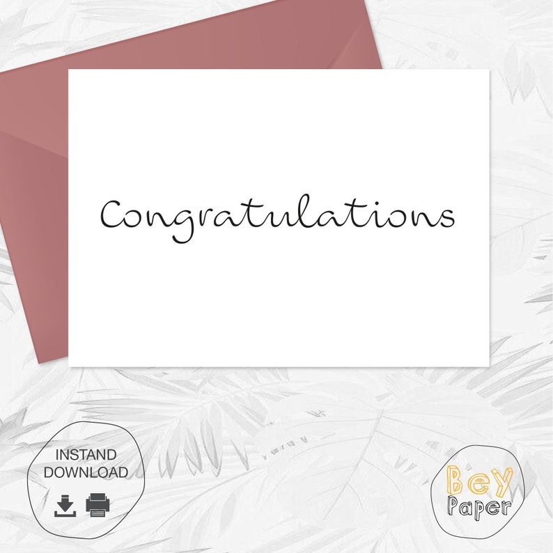 Printable Congratulations Card Instant Download Greeting Card Digital ...