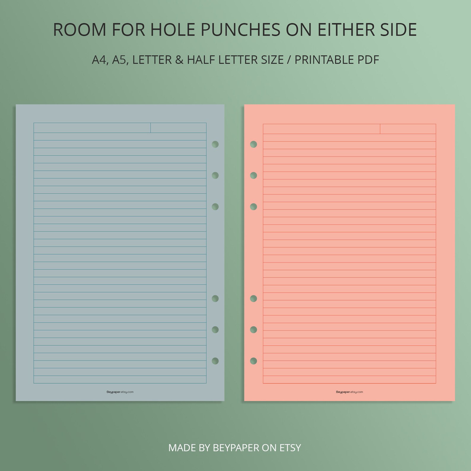 Printable Note Paper | 6 Different Colors of Lined Papers, Lined Sheets ...