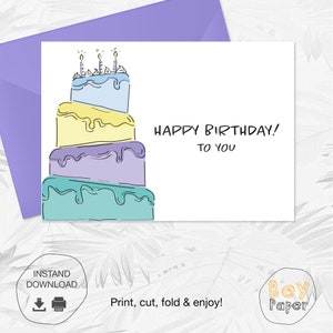 Printable Birthday Day Card | Instant Download | Greeting Card ...