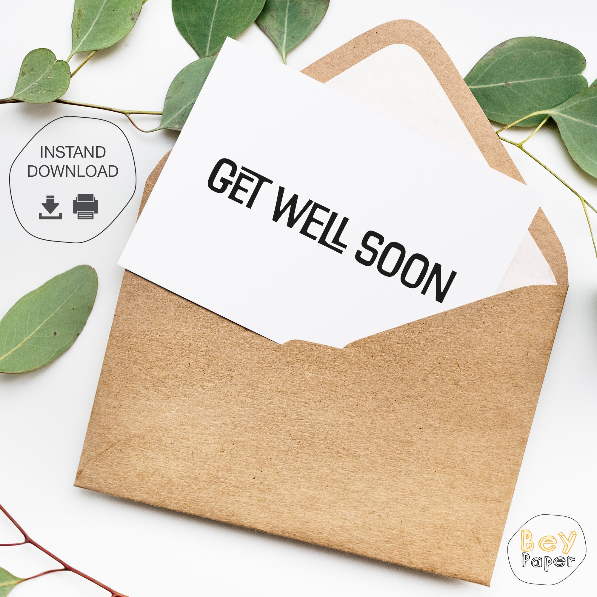 Printable Get Well Soon Card Instant Download Greeting Card Digital ...