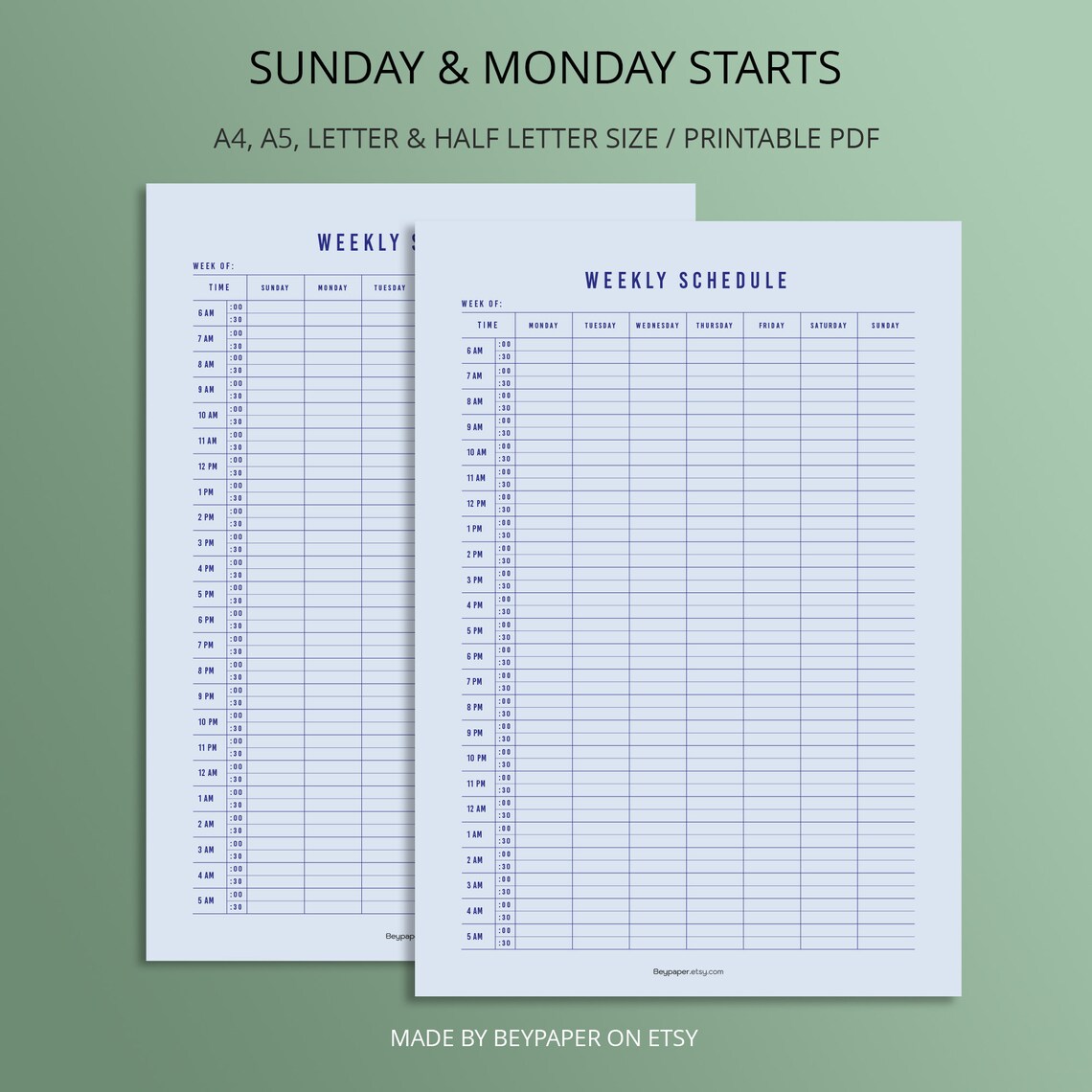 Printable Weekly Schedule Weekly Planner, to Do List, Undated Weekly ...