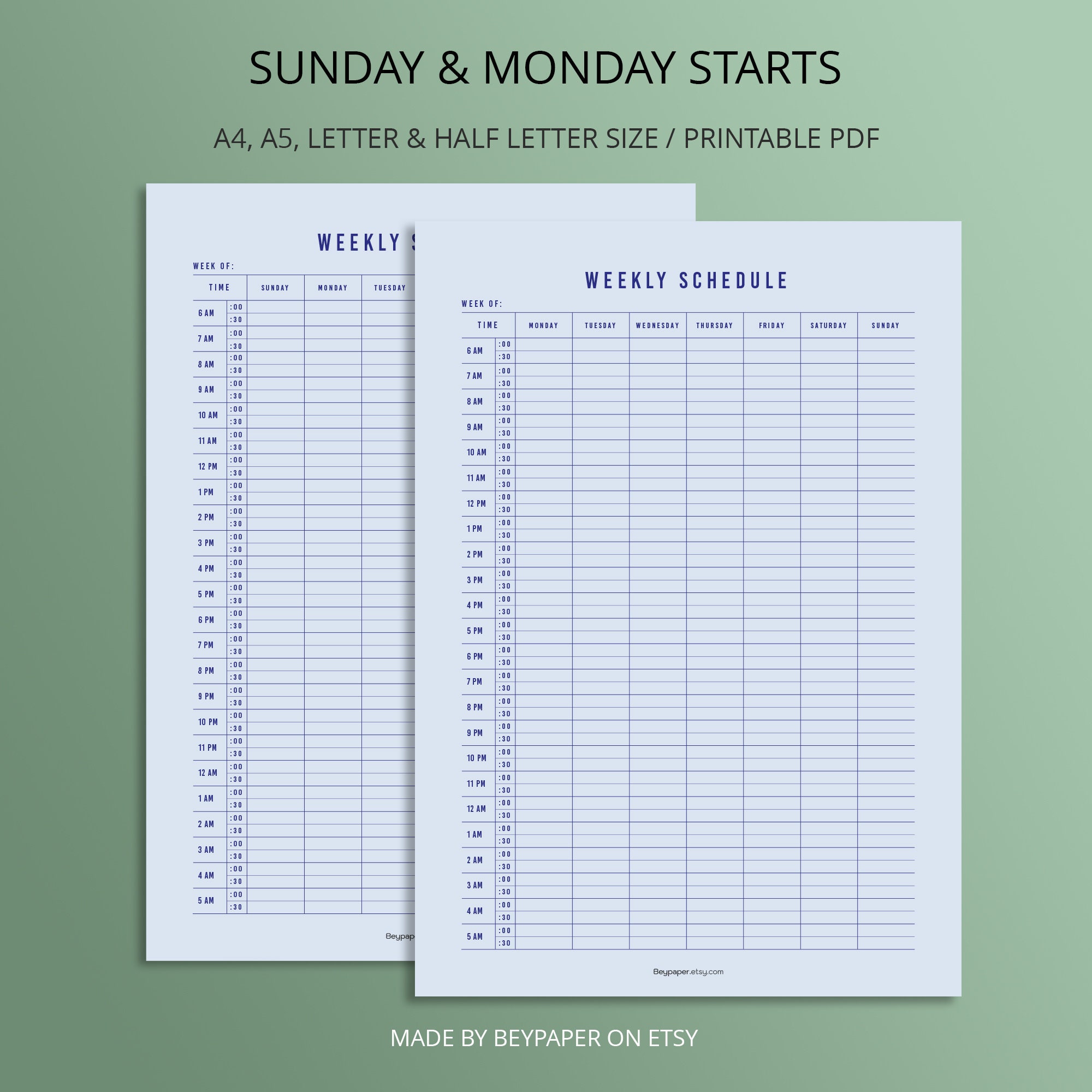 Printable Weekly Schedule Weekly Planner, to Do List, Undated Weekly ...