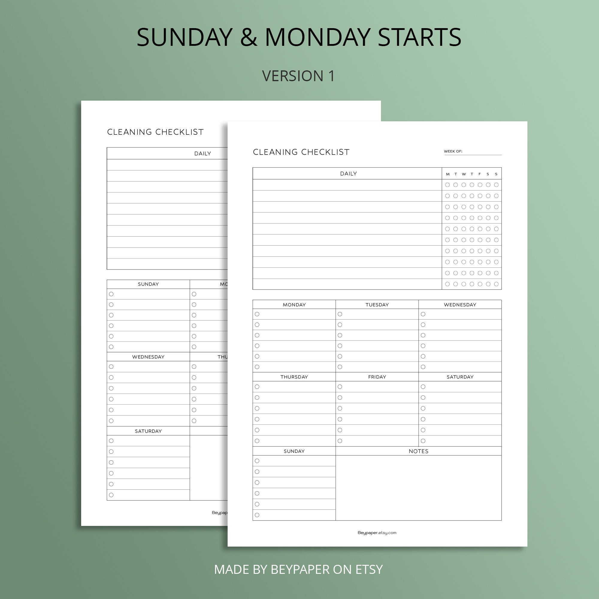 Printable Cleaning Planner Cleaning Checklist Schedule - Etsy