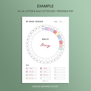 Printable Mood Tracker Yearly Monthly Mood Planner, Mental Health ...