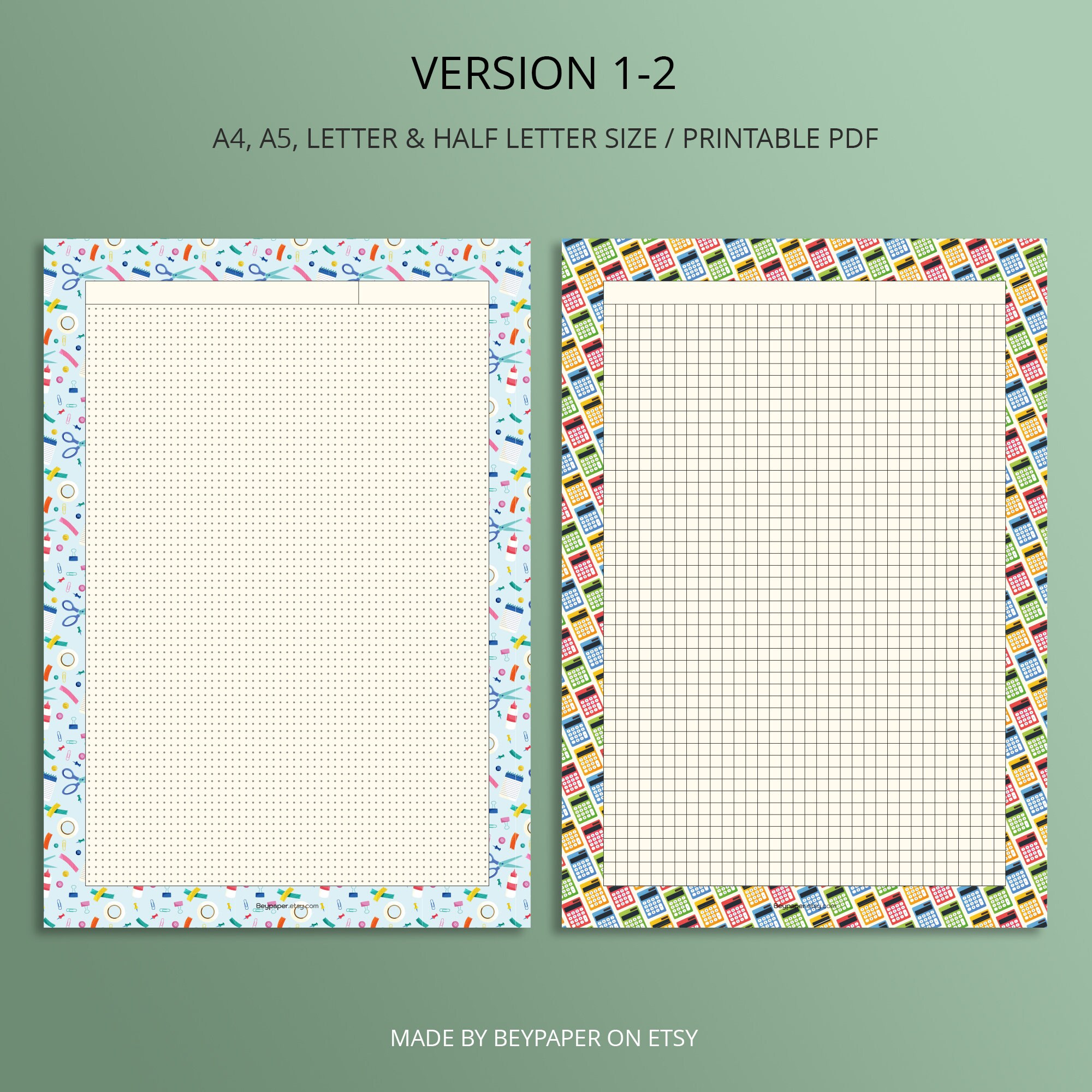 Printable Note Paper 8 Different Designs of Papers, Journal Pages Lined ...