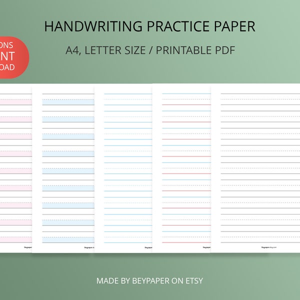 Printable Handwriting Paper - Etsy
