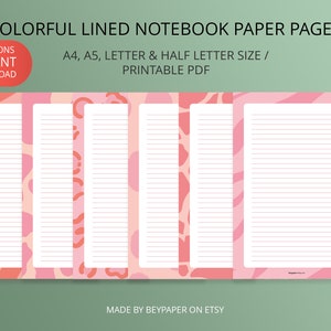 Printable Note Paper | 6 Different Version of Lined Papers, Lined ...