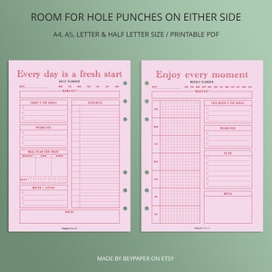 Daily, Weekly, Monthly Pink Planner Planner Set Printable & Instant ...