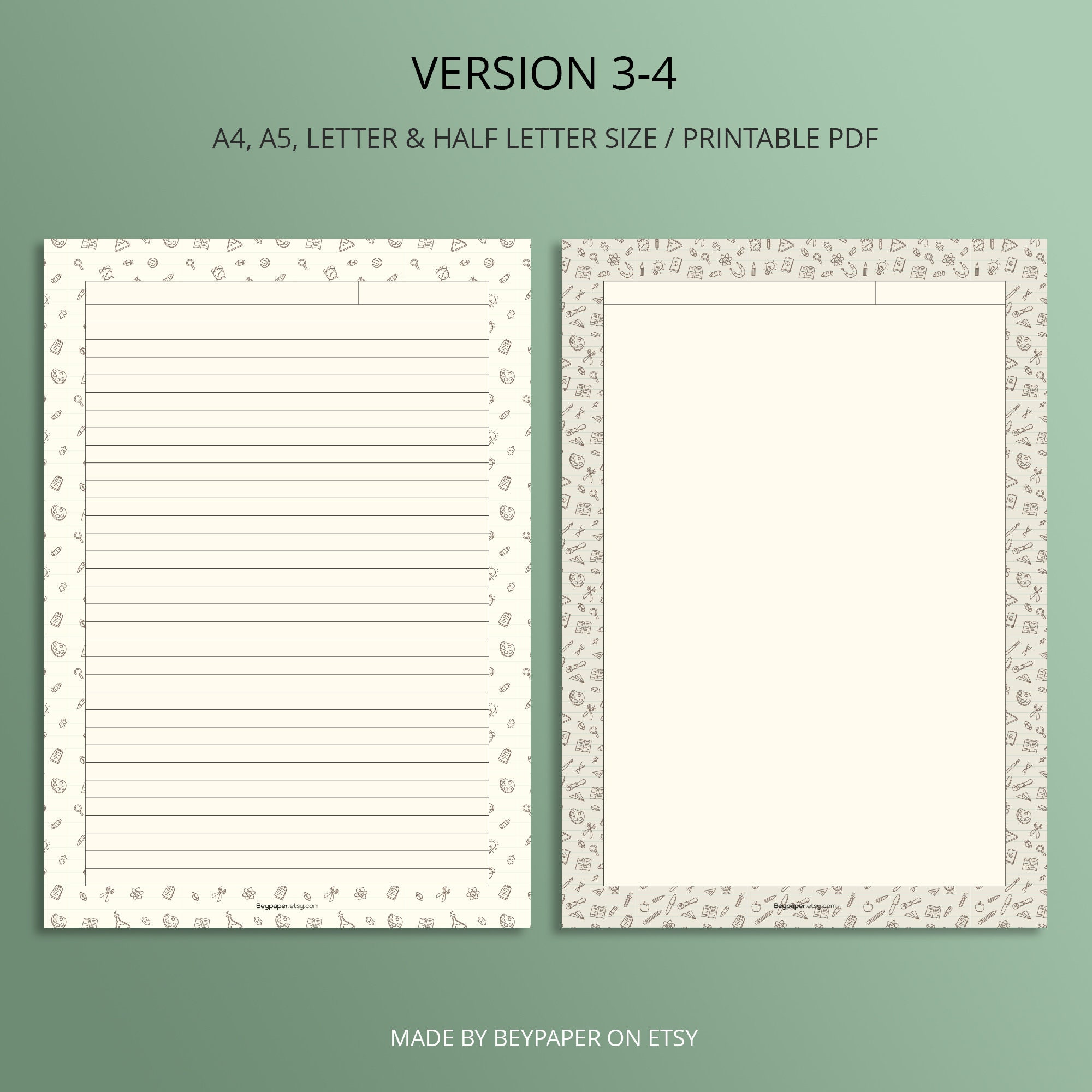 Printable Note Paper | 4 Different Designs of Papers, Journal Pages ...