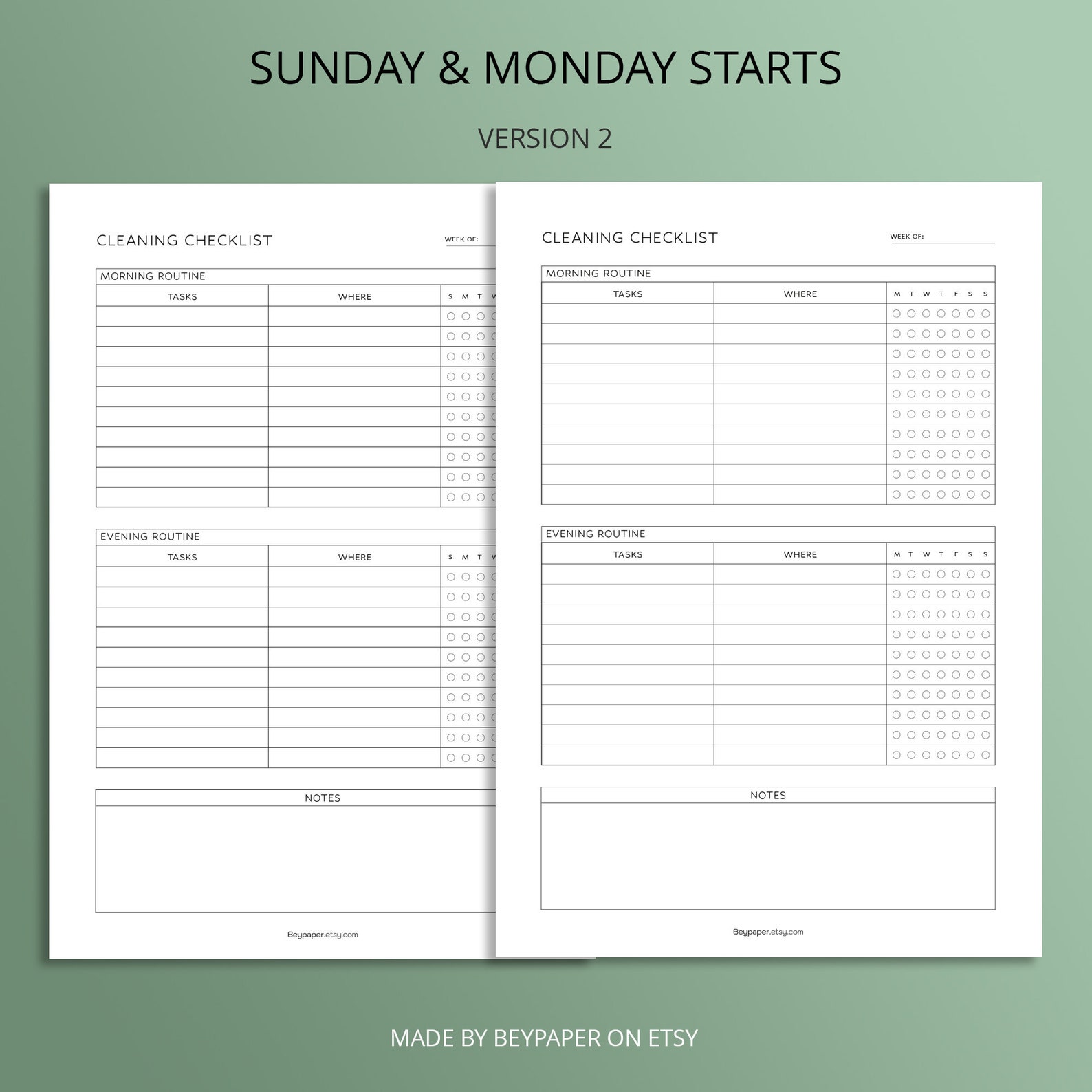 Printable Cleaning Planner Cleaning Checklist Schedule - Etsy