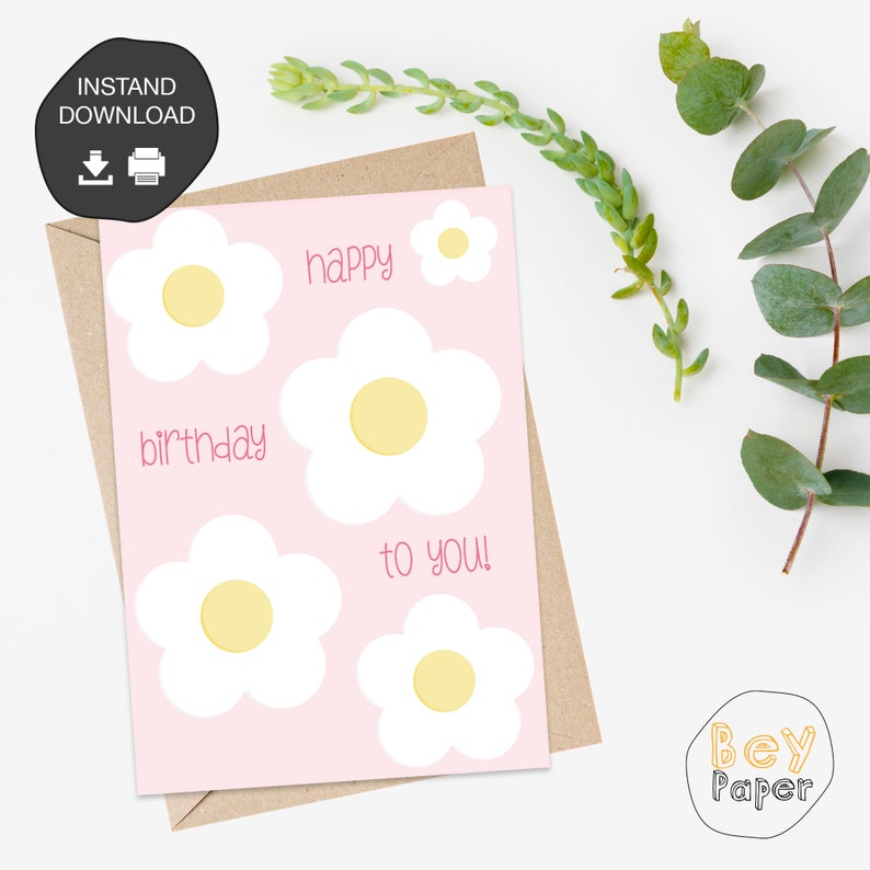 Printable Birthday Day Card Instant Download Greeting Card Digital ...