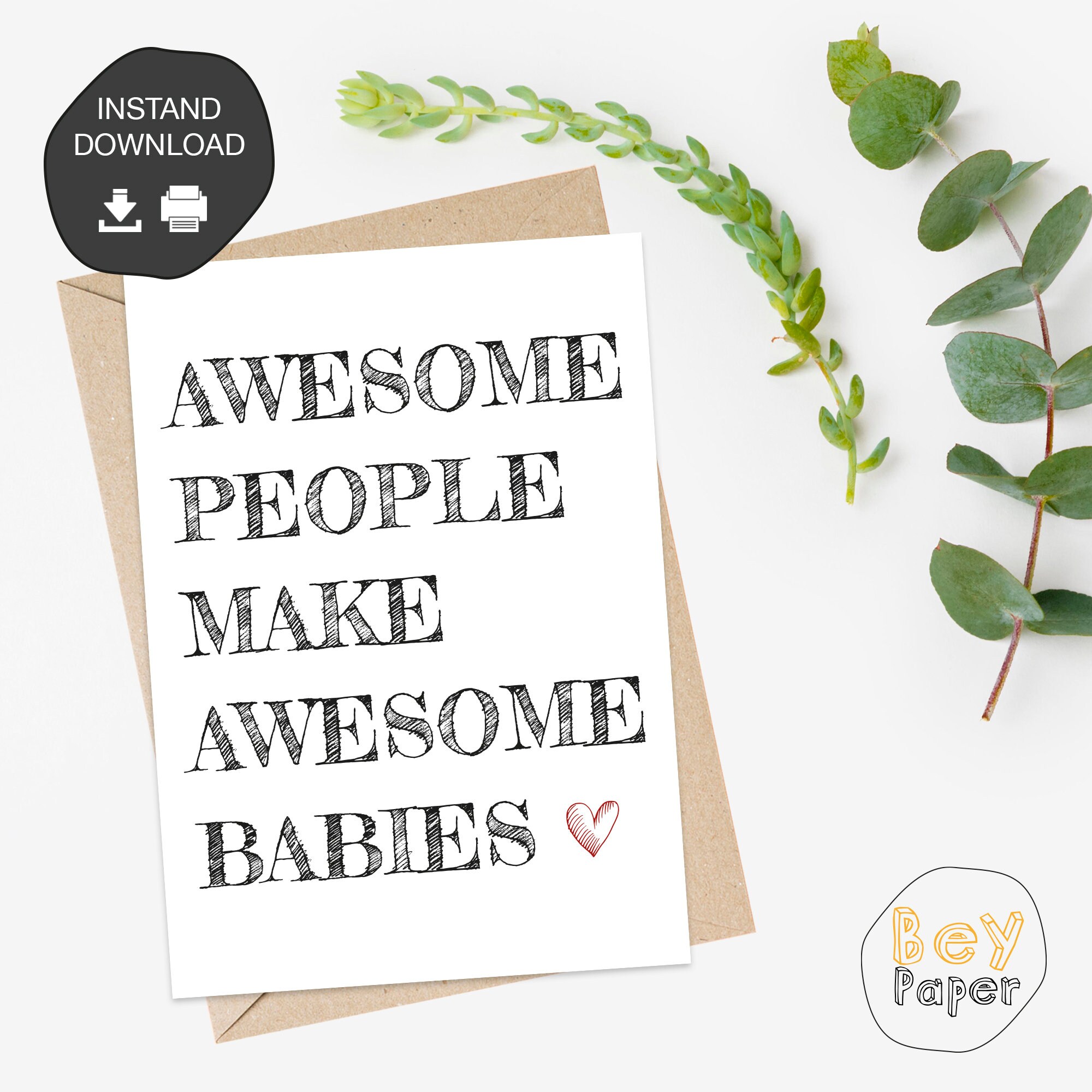 Printable Baby Card | Instant Download | Greeting Card | Digital ...