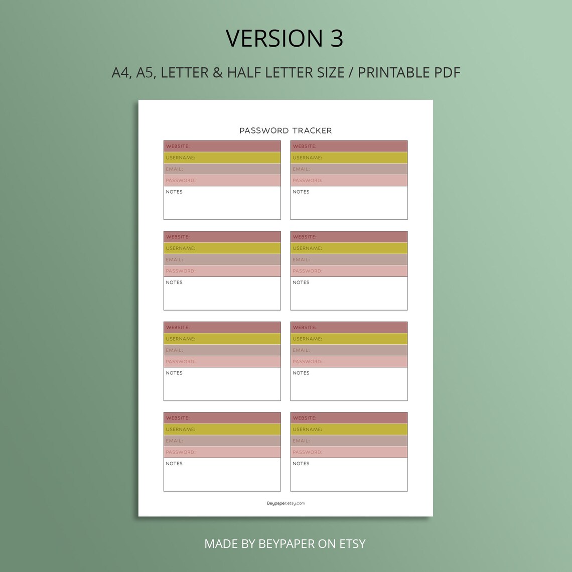Printable Simple Password Tracker Password Log, Password Keeper ...