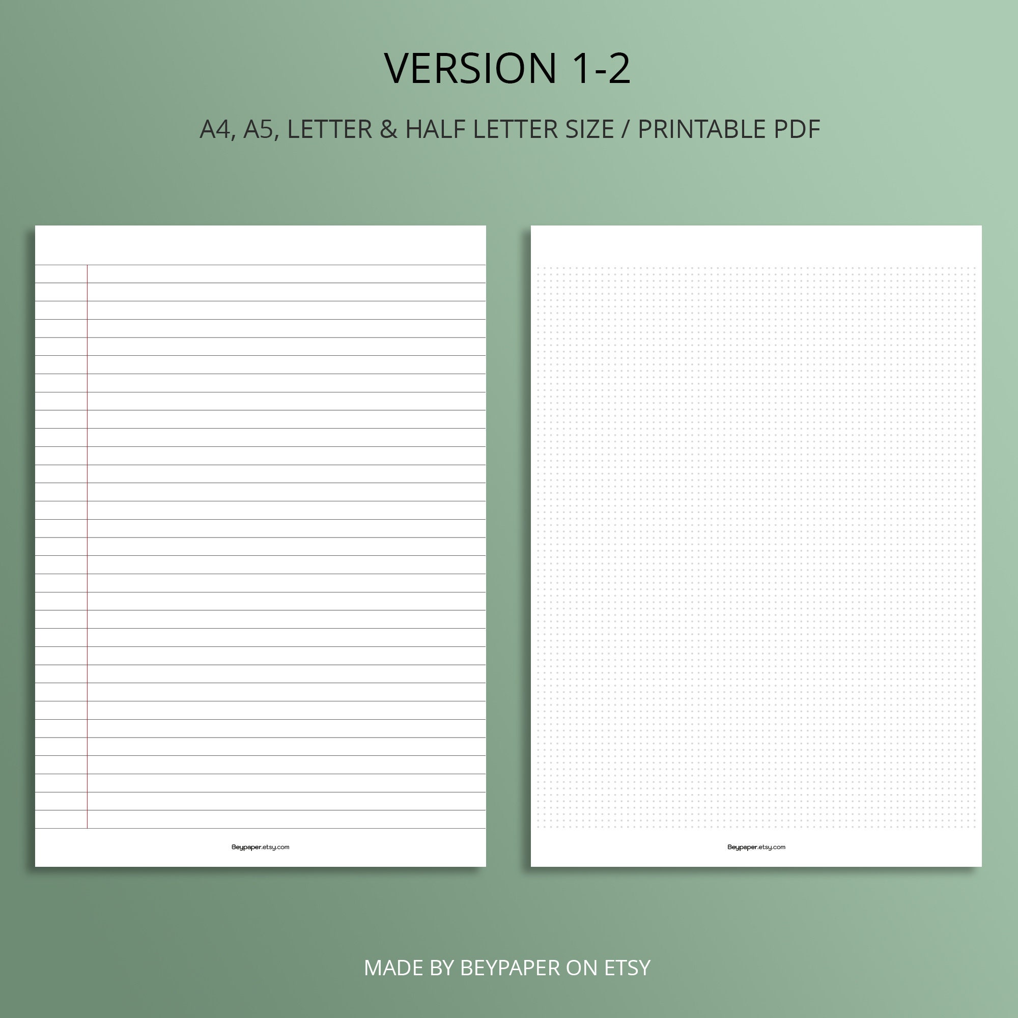 Printable Notebook Paper Pages | Lined, Graph & Dot Grid Paper Bundle ...