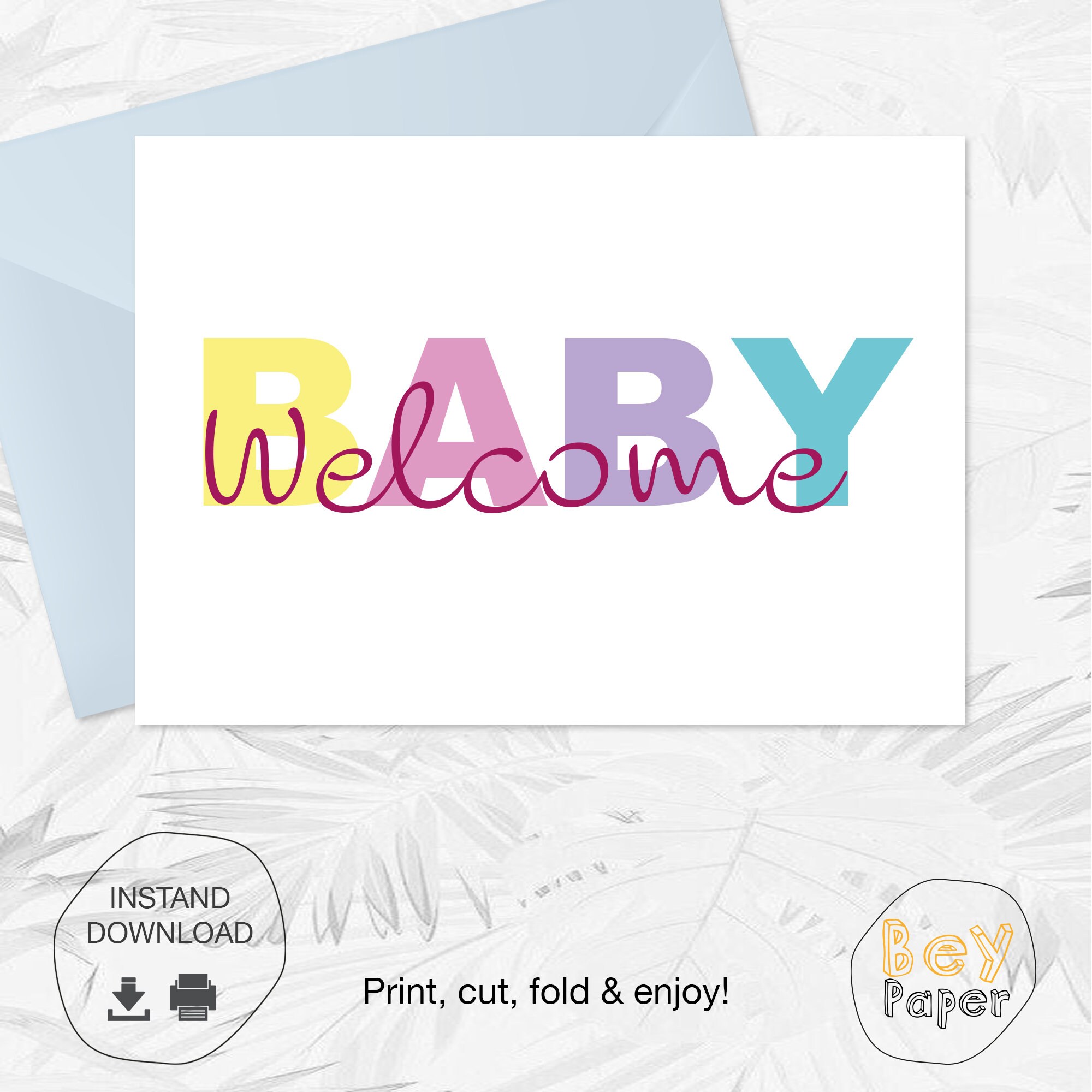 Printable Baby Card | Instant Download | Greeting Card | Digital ...