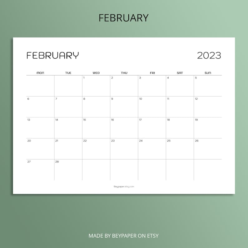Printable 2023 Calendar Monthly Planner, Minimalist Calendar 2023 ...