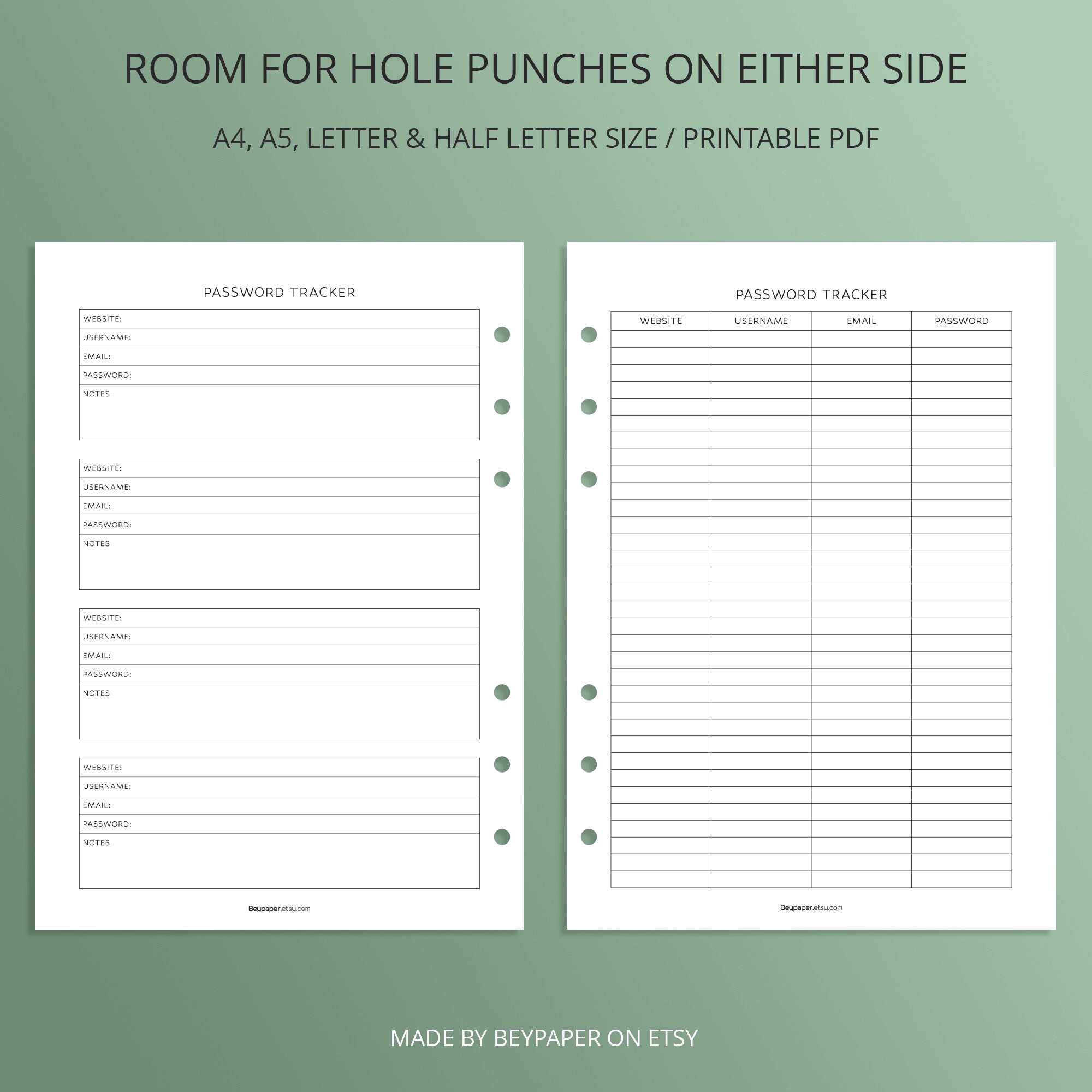 Printable Simple Password Tracker Password Log, Password Keeper ...