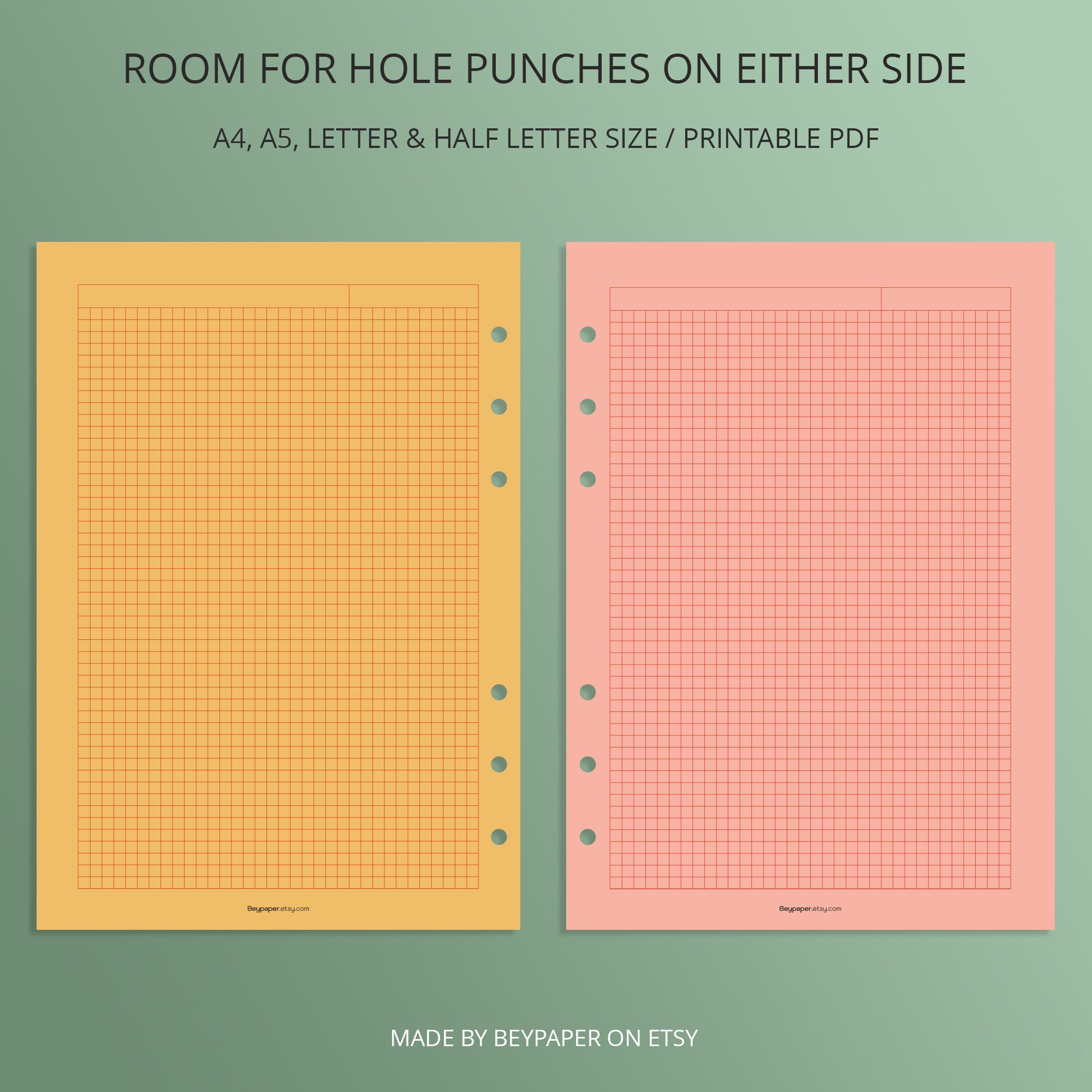 Printable Graph Paper 6 Different Colors of Graph Papers, Journal Pages ...