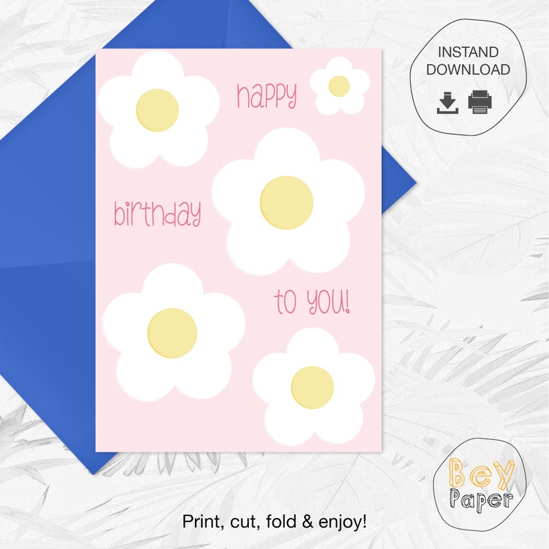 Printable Birthday Day Card Instant Download Greeting Card Digital ...