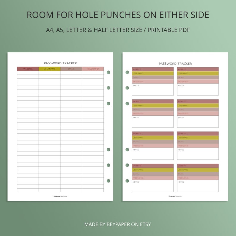 Printable Simple Password Tracker Password Log, Password Keeper ...
