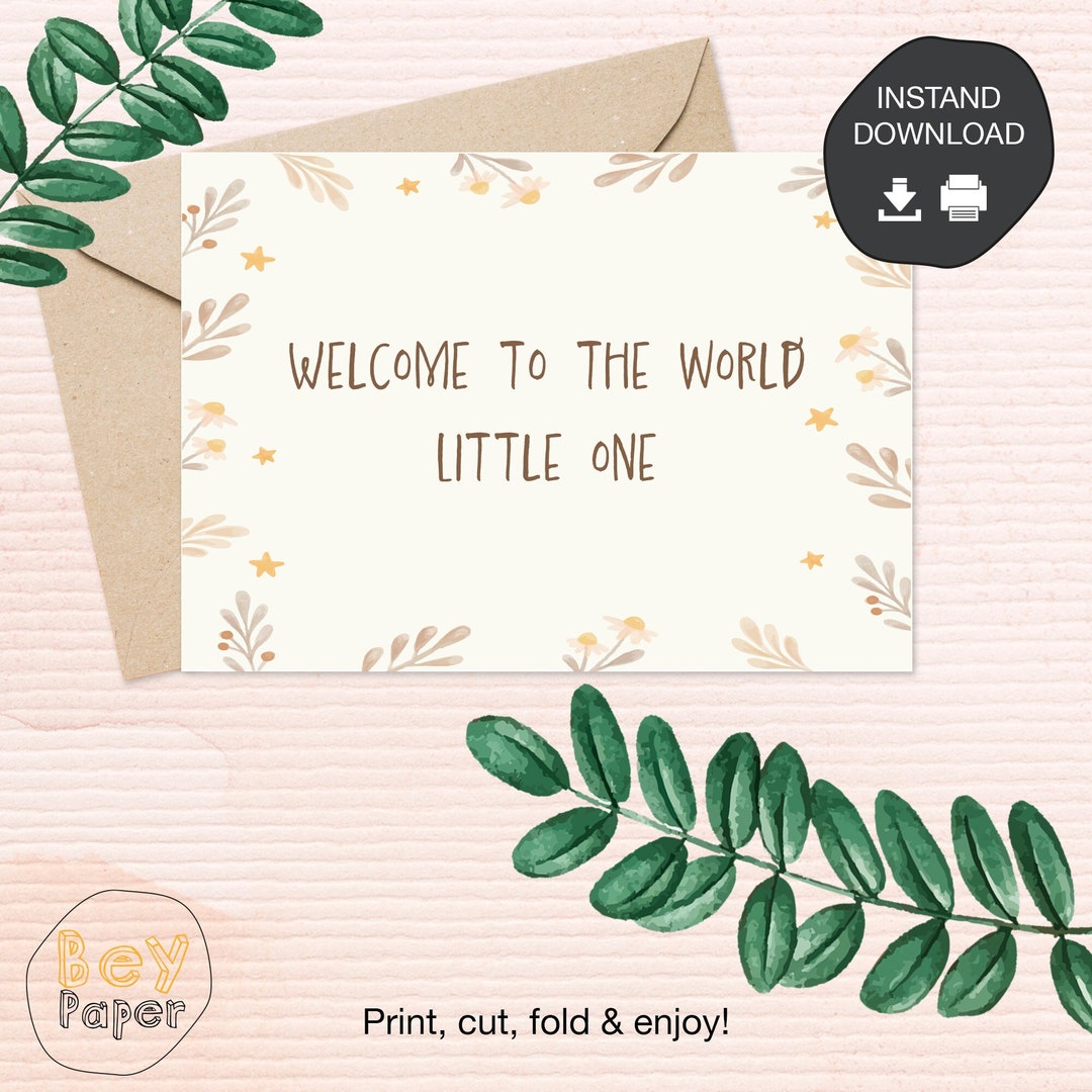Printable Baby Card Instant Download Greeting Card Digital Downloadable ...