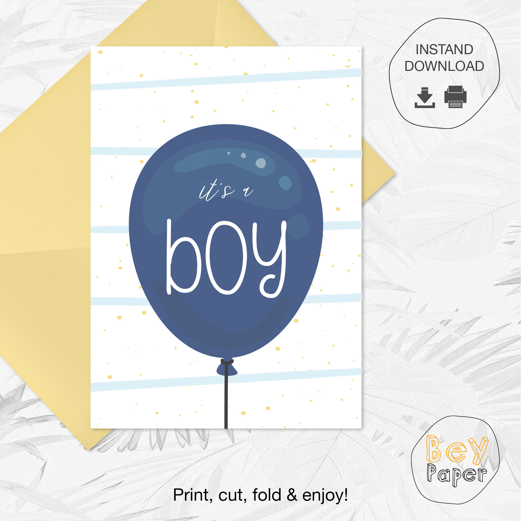 Printable Baby Card Instant Download Greeting Card Digital Downloadable ...