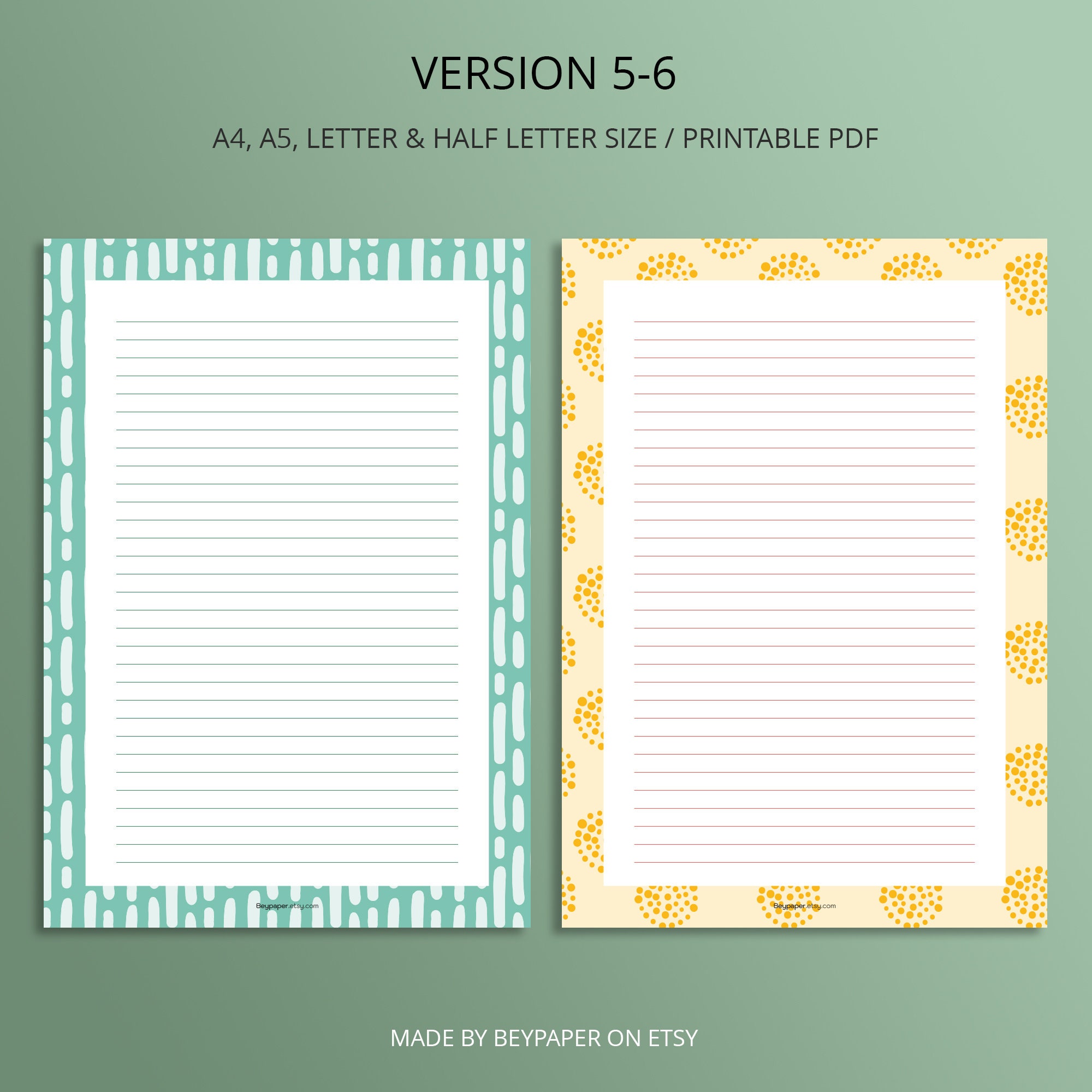Printable Note Paper 6 Different Designs of Lined Papers, Lined Sheets ...