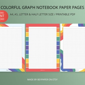 Printable Graph Paper 3 Version of Graph Papers, Journal Pages Instant ...